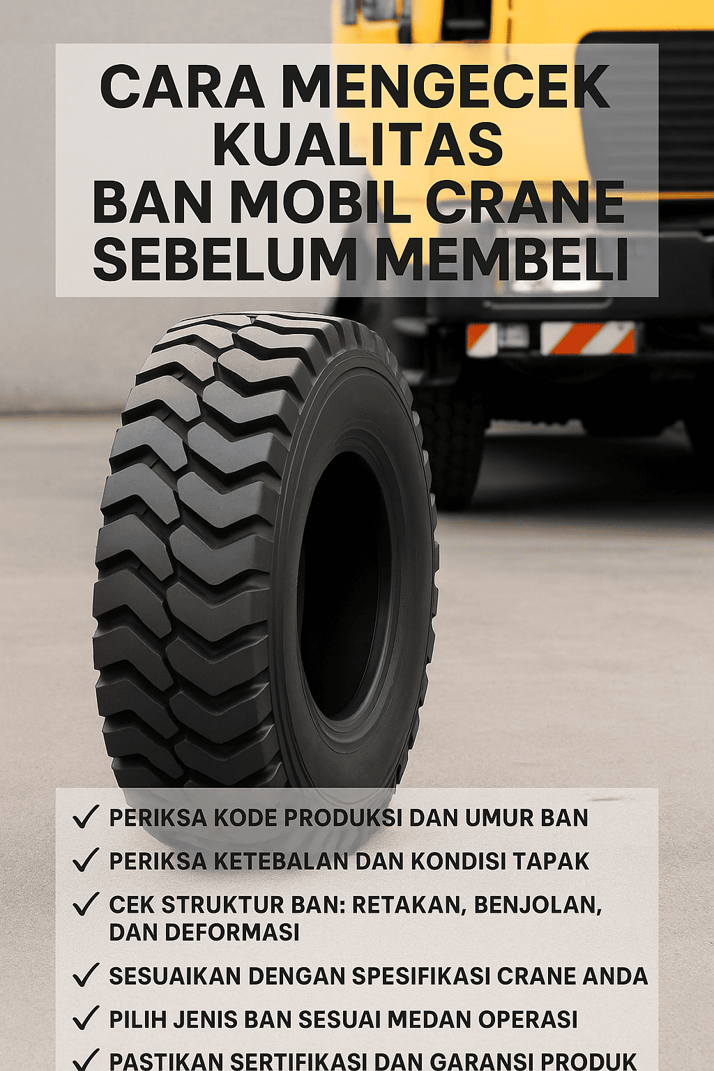 Cara Mengecek Kualitas Ban Mobil Crane Sebelum Membeli